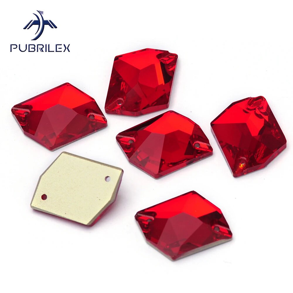 Стразы стеклянные PUBRILEX 13x17mm, Бордовый, 48шт