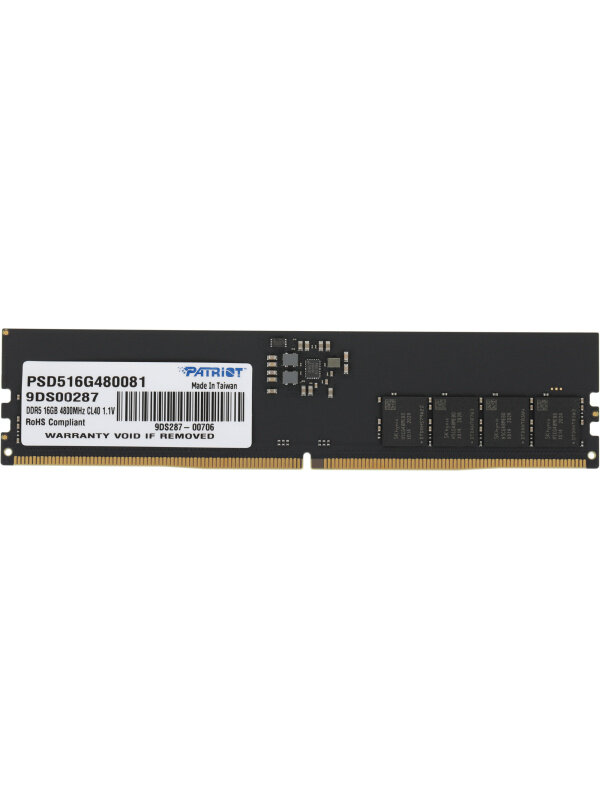 Оперативная память Patriot Signature DDR5 - 16Gb, 4800 МГц, DIMM, CL40 (psd516g480081)