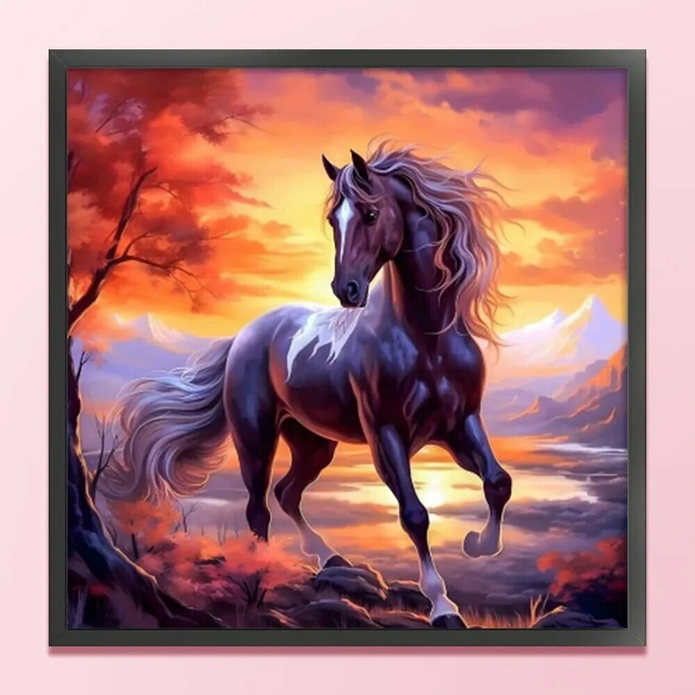 Набор для вышивания крестом "Бегущая лошадь" 40x40 см, 11 CT, хлопок, с напечатанной схемой