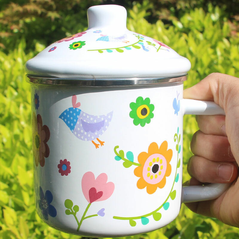 Чашка с утолщённой эмалью, большая чашка для молока, миска для лапши, миска для риса, обеденная чашка, большая банка для соевого молока, ланч-бокс.