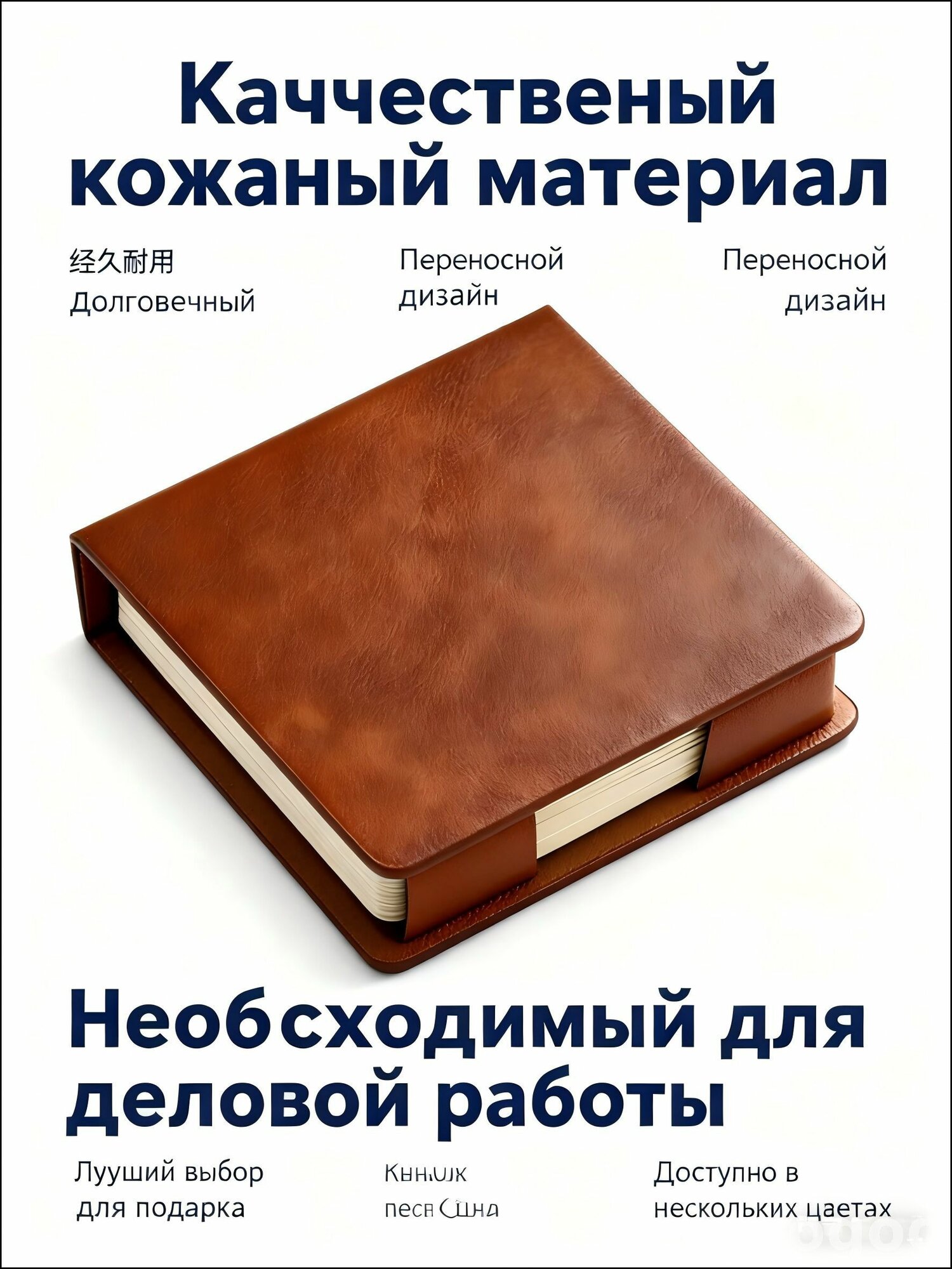 Эксклюзивный кожаный диспенсер для рабочего стола с блокнотом и органайзером Sticky Note Box