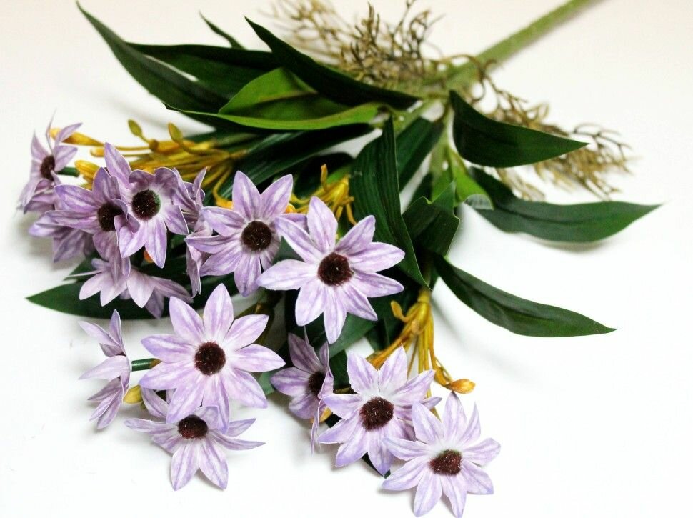 Искусственные цветы для декора для кашпо Маргаритка африканская горшечная с корнями 34см сиреневая