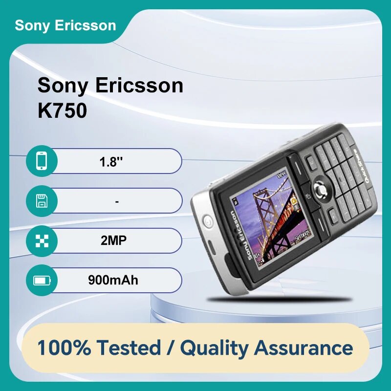 Разблокированные оригинальные смартфоны Sony Ericsson K750 K750C, 1,8 дюйма, 2 МП, громкоговоритель, 900 мАч, мобильный телефон в хорошем состоянии
