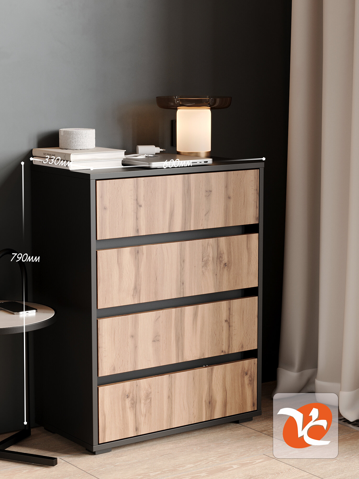 Комод Volodin&Co Дуб вотан 60 x 33 x 79 см