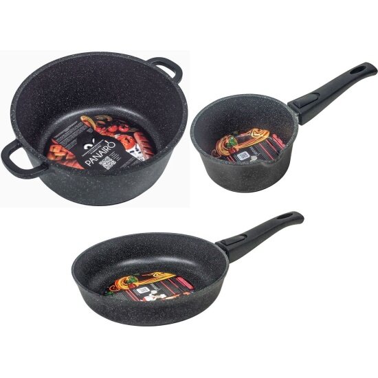 Набор посуды Panairo "BEFORDO №3 ": Сковорода 22 см + Ковш 1.4 л + Кастрюля 2 л (BEF-NAB3-22+KAS.2+KOV-I)