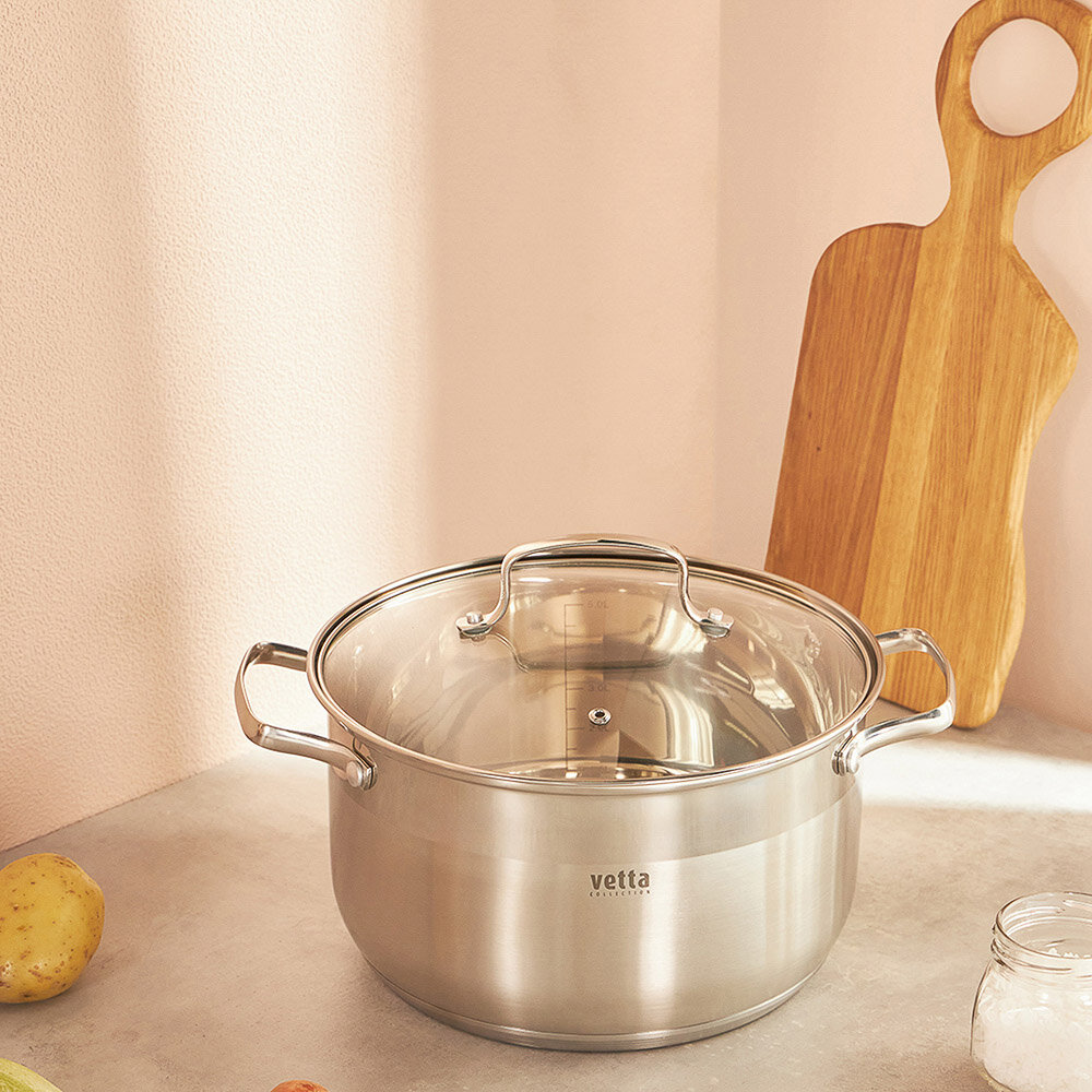 Кастрюля для индукционной плиты с крышкой 6,1 л