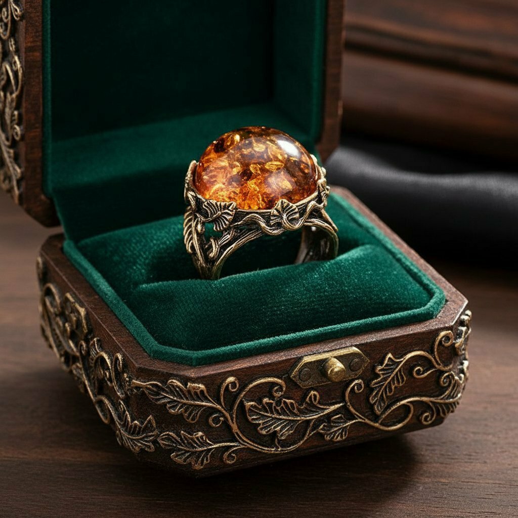 Кольцо, янтарь