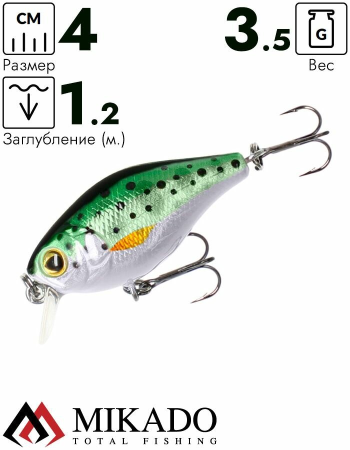 Воблер Mikado BOLD HEAD RAINBOW TROUT - плавающий, 1 м, 4 см, 2,5 г.