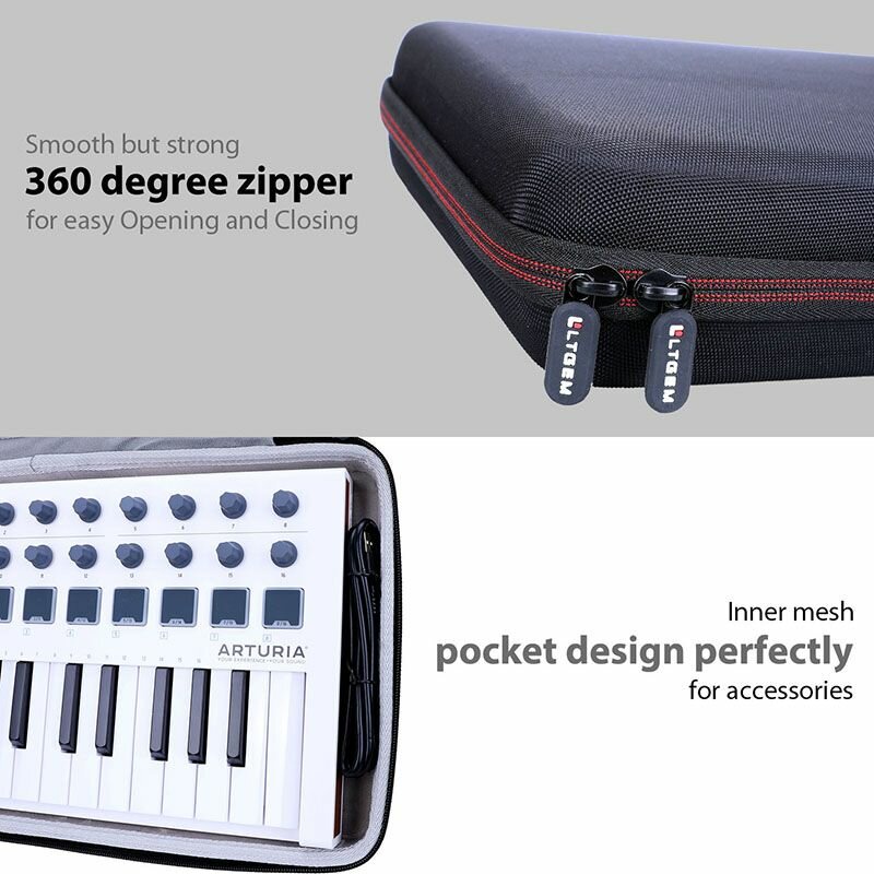 LTGEM Жесткий чехол из ЭВА для Arturia MiniLab MkII 25 Slim , Midi Ключевой контроллер Защитная сумка для хранения (только чехол!)