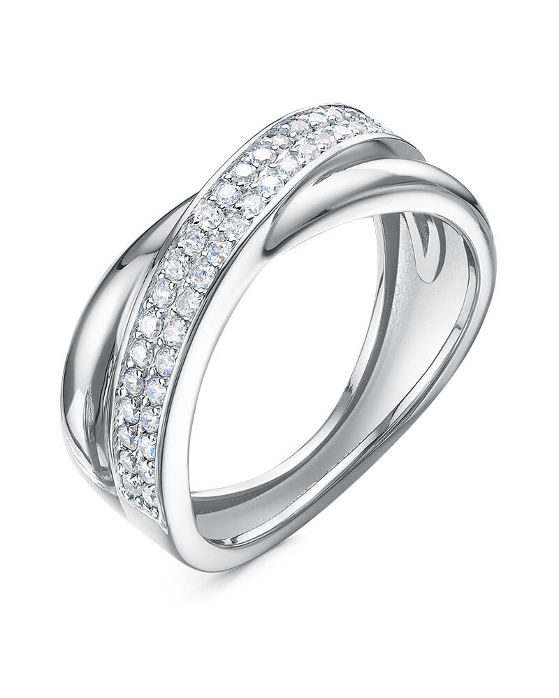 Кольцо дорожка, на фалангу, серебро, 925 проба, родирование, фианит