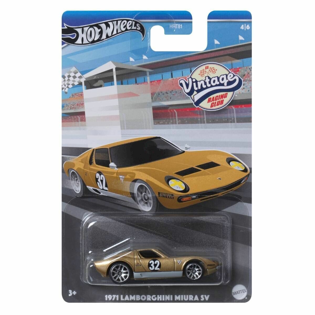 Машинка коллекционная Hot Wheels Vintage 1971 Lamborghini Miura SV
