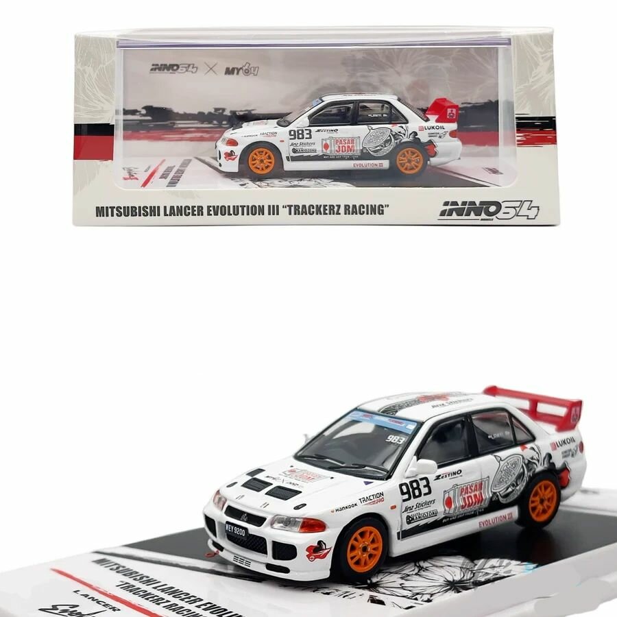 Машинка коллекционная INNO 1:64 MITSUBISHI LANCER EVOLUTION III TRACKERZ RACING 64INC0417