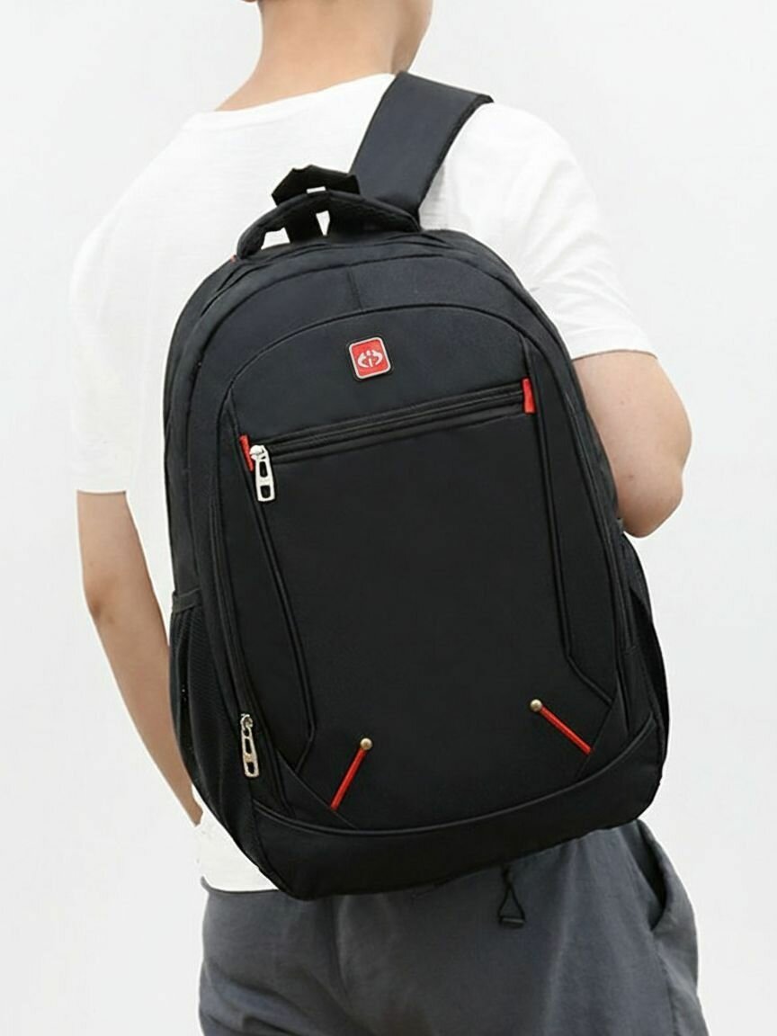 Рюкзак мужской женский школьный городской спортивный для ноутбука водоотталкивающий чёрный