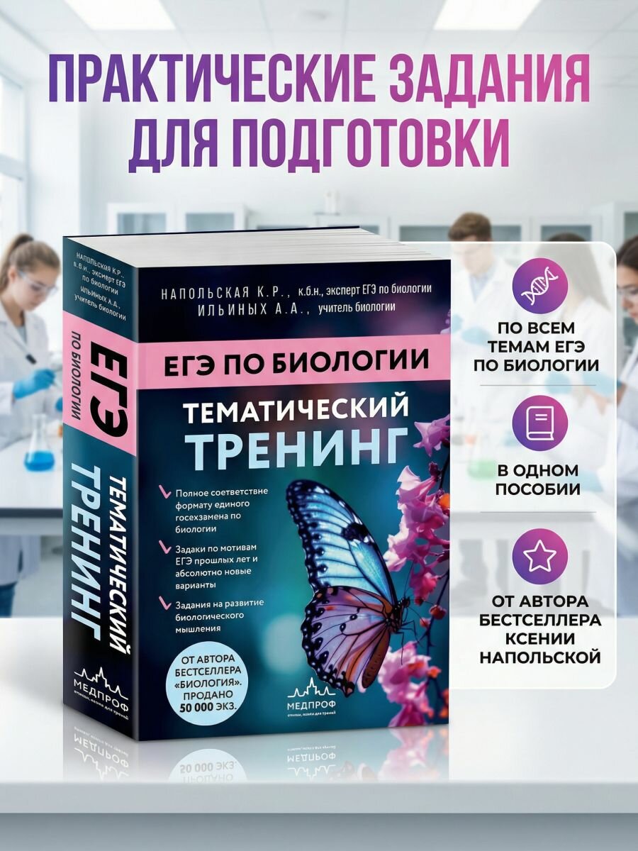 ЕГЭ по биологии. Тематический тренинг. Ксения Напольская, 608 стр.