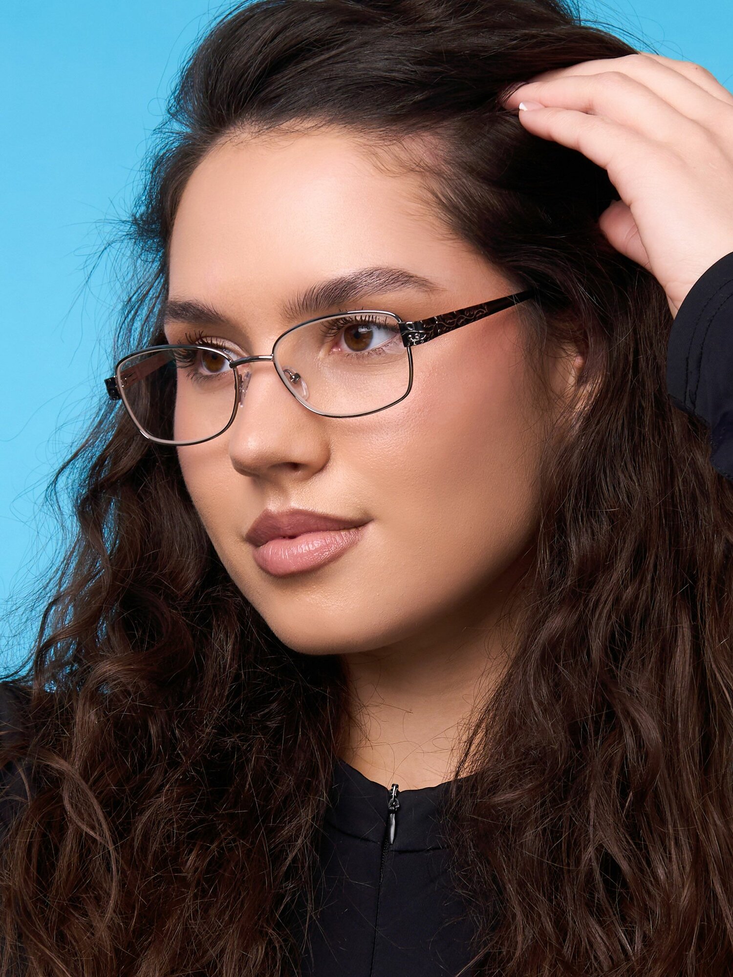 Готовые очки женские со стеклянной линзой (+3.75) EAE 1061 C1, линза стекло, без футляра, цвет черный, стигматические, РЦ 62-64