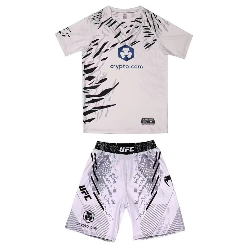 Спортивная одежда для ММА для мужчин и женщин, спортивный костюм для фитнеса UFC с коротким рукавом и шортами, боксерский костюм, быстросохнущий комплект для саньда.