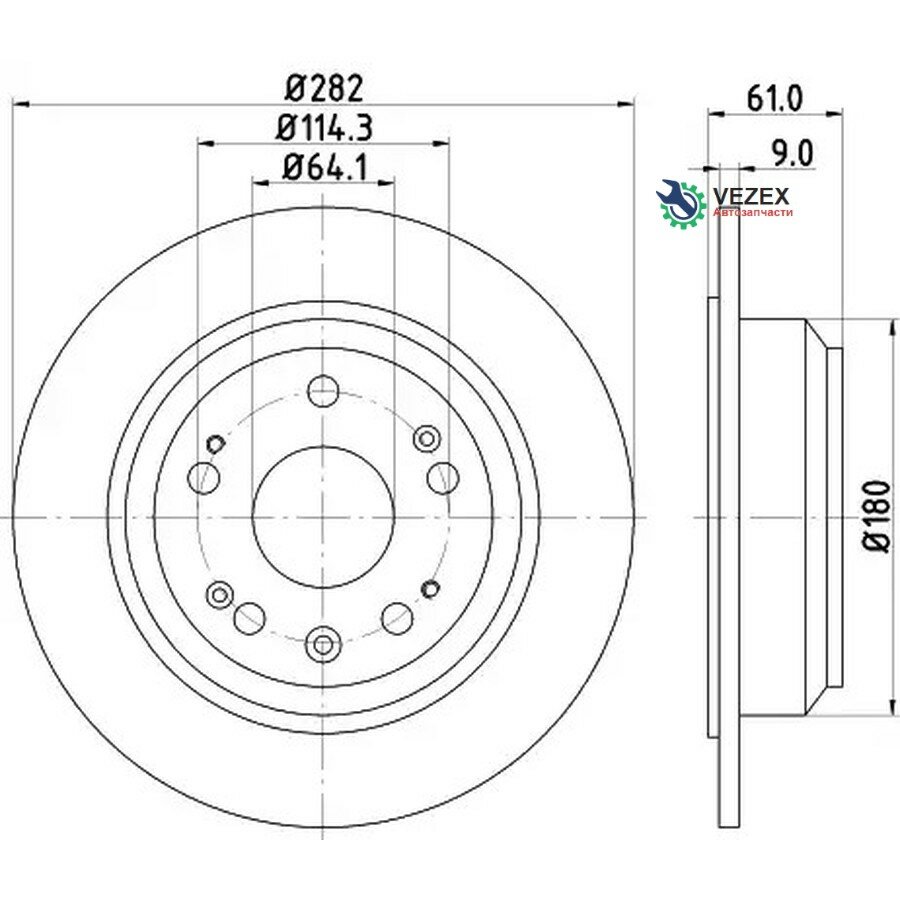 NISSHINBO ND8008K Диск тормозной | зад | HONDA ACCORD VII Tourer (CM, CN) 2.4 (CM2) 04.2003 - 05.2008 <=> HONDA ACCORD VII Tourer (CM, CN) 2.0 (CM1) 04.2003 - 05.2008