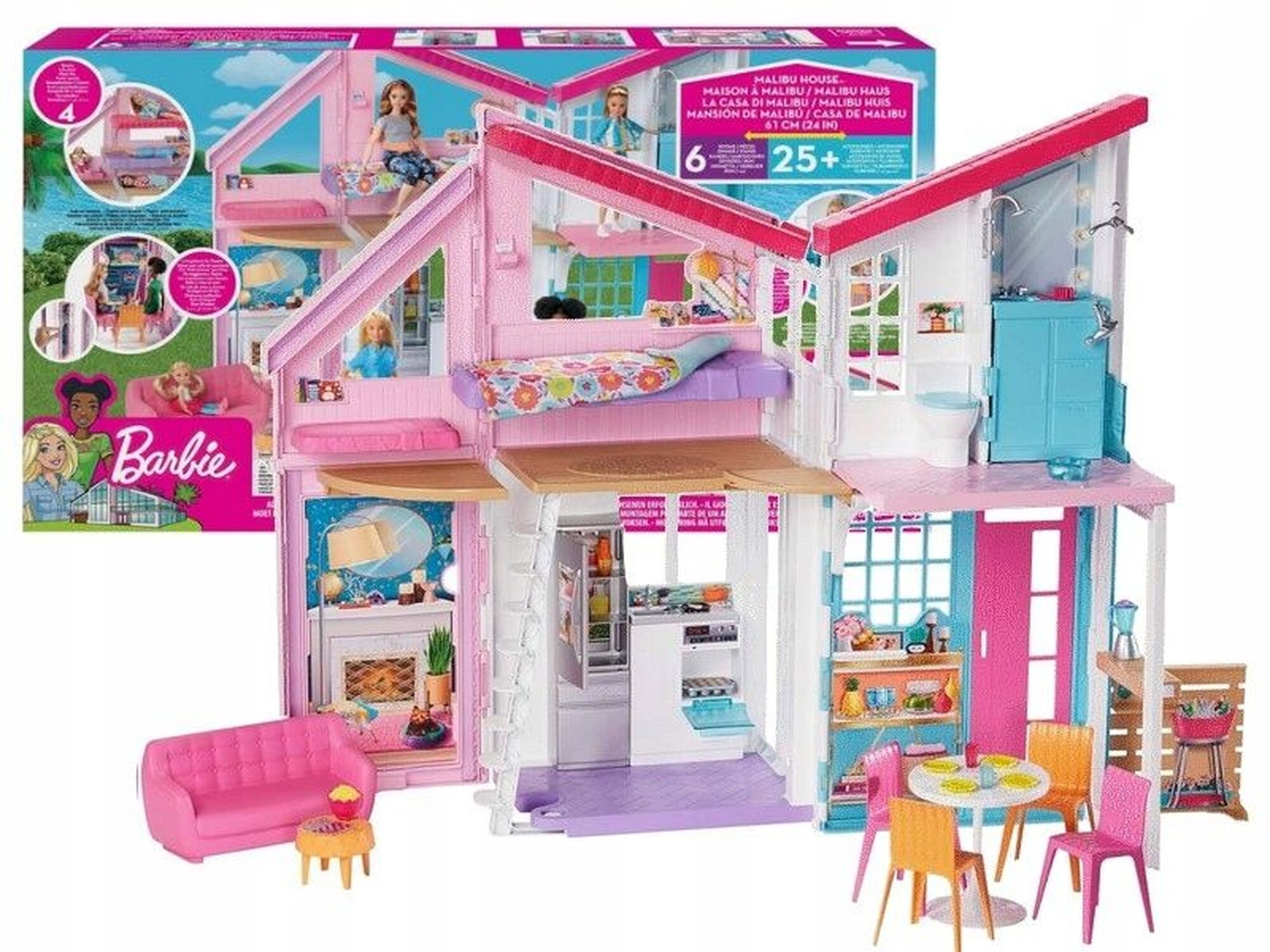 Кукольный домик Barbie Dreamhouse Malibu - Вилла Малибу с с лифтом и аксессуарами - Барби FXG57