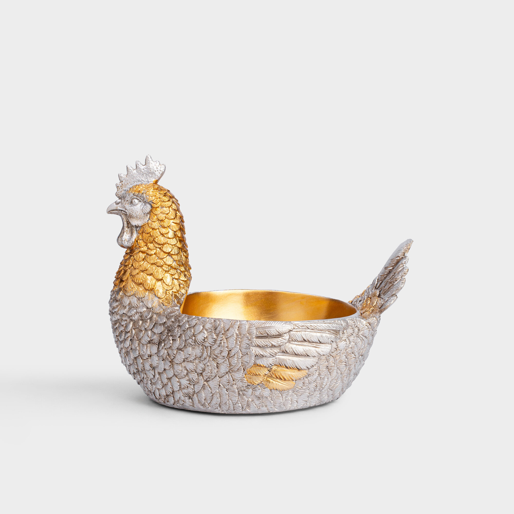 Конфетница, 26х20 см, полирезин, золотисто-серебристая, Курочка, Easter pullet, Kuchenland