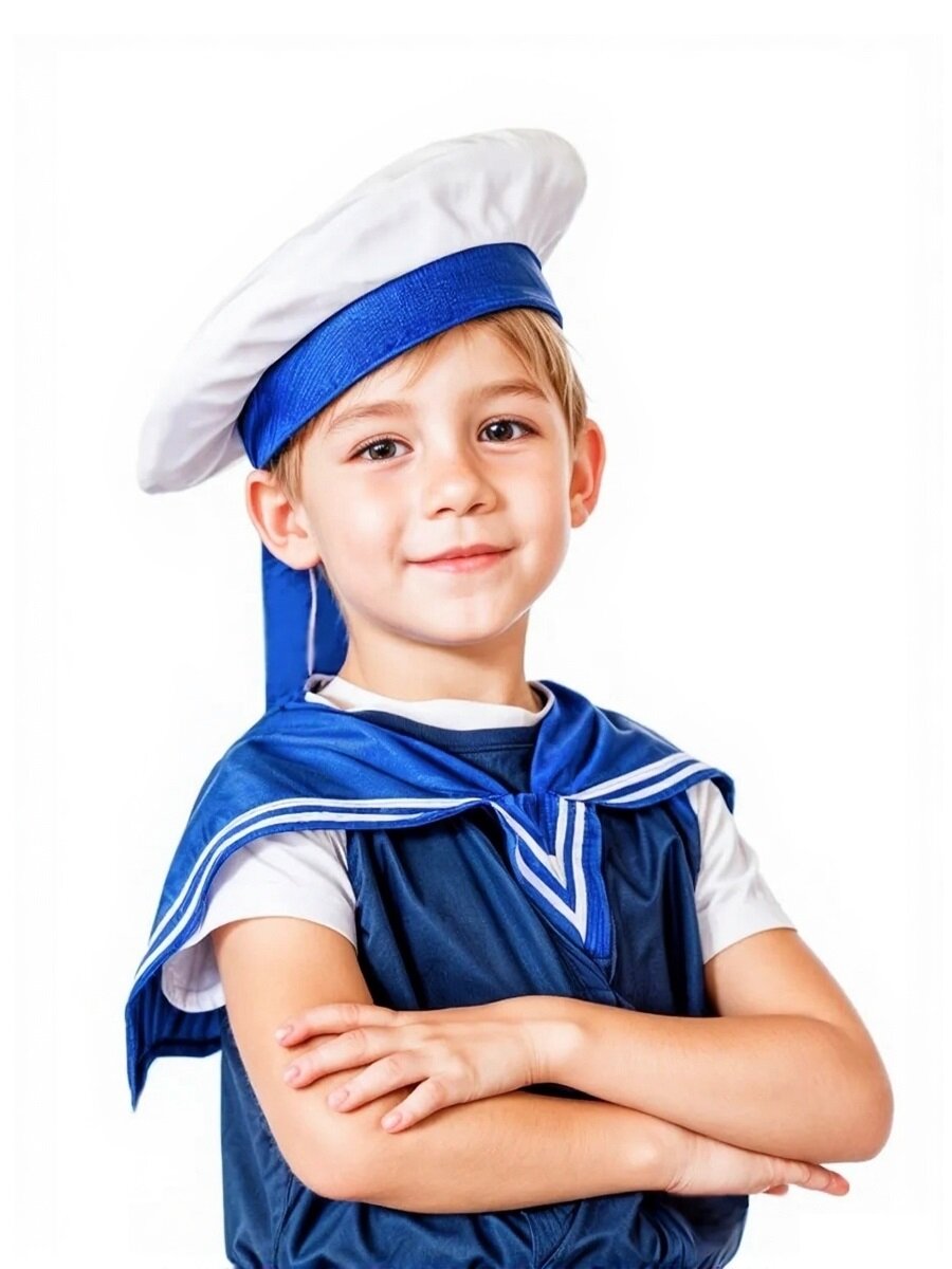 Карнавальный костюм моряка для детей 5-7 лет, воротник, бескозырка