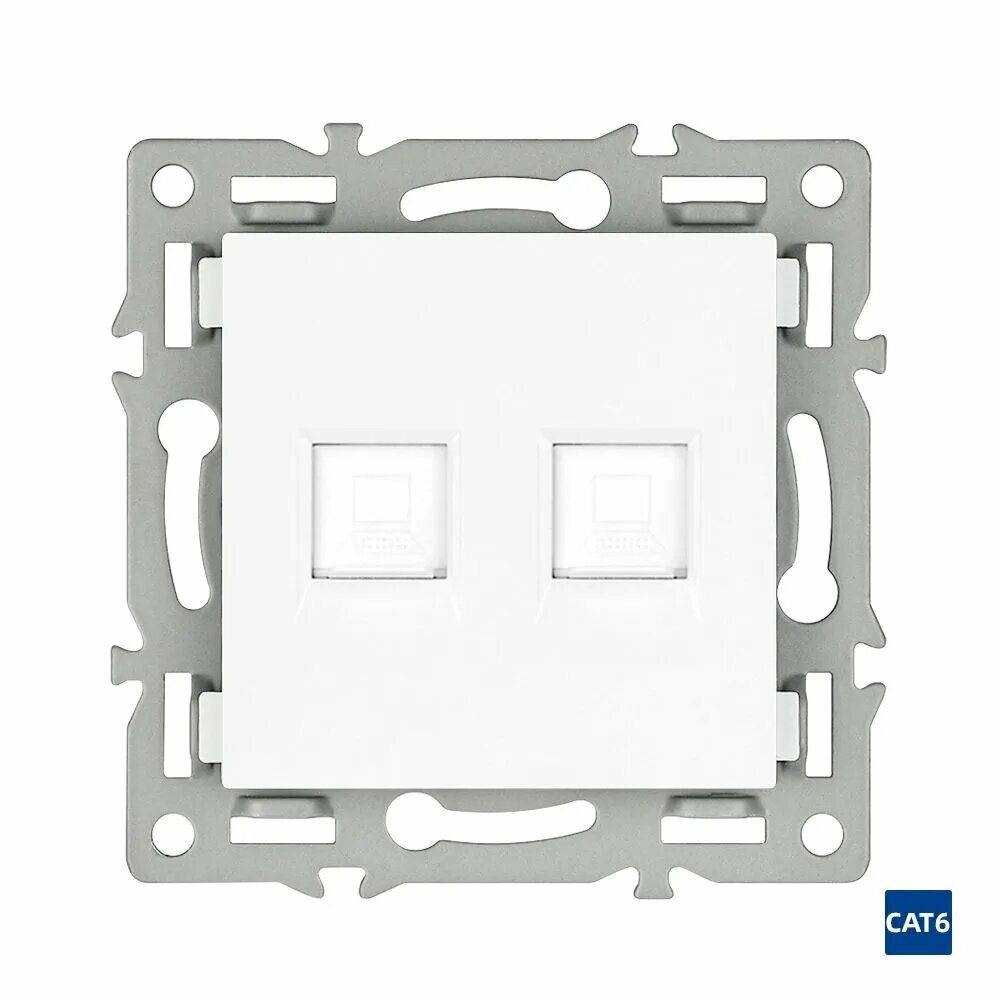 Розетка компьютерная rj45 двойная, Без рамок.