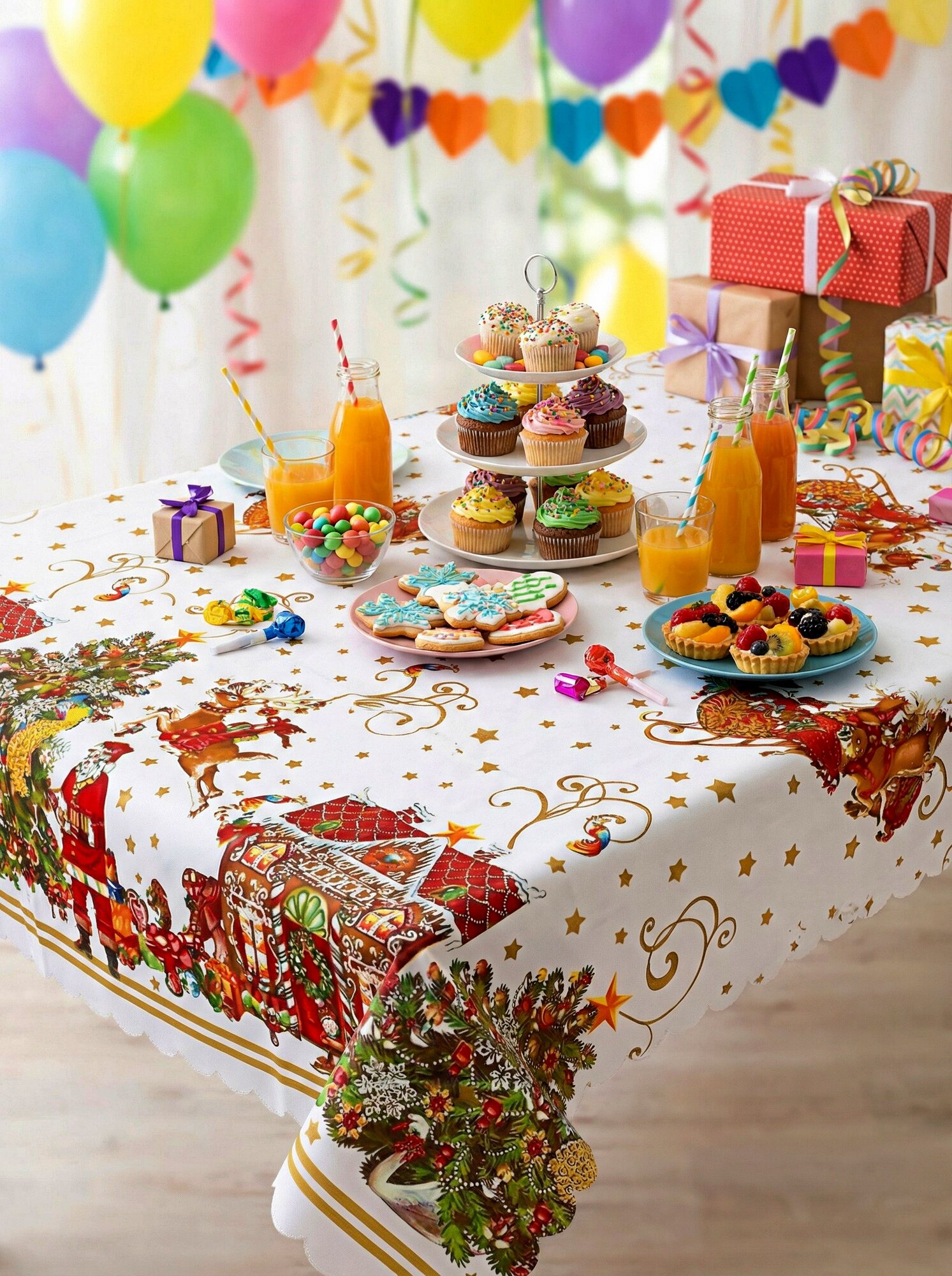 Скатерть на стол Laid Table, клеенка на кухню , водоотталкивающая, 105x135 детская , праздничные украшения для дома