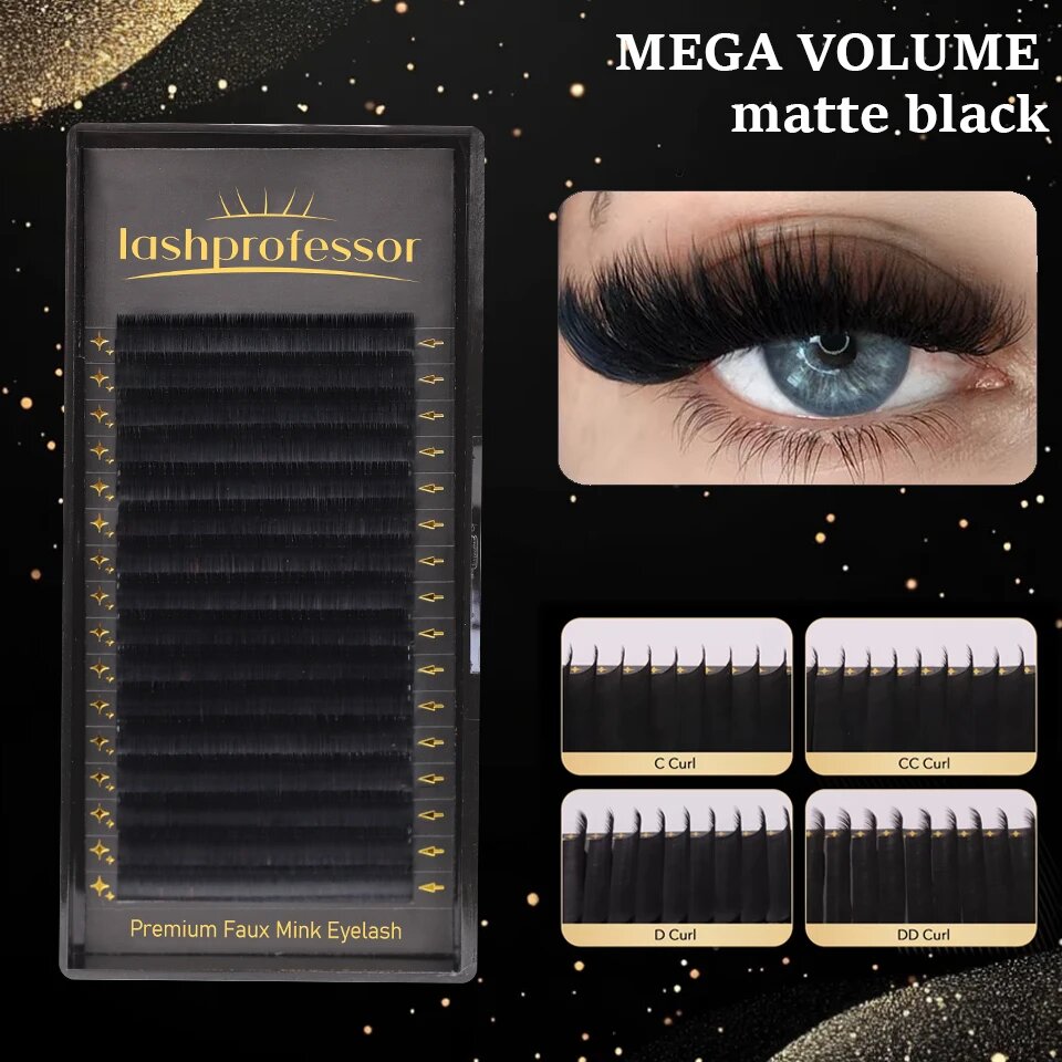 Индивидуальные накладные ресницы Lashprofessor Faux Mink Black 5-20 мм C, 0,10 мм, MIX(8-12)