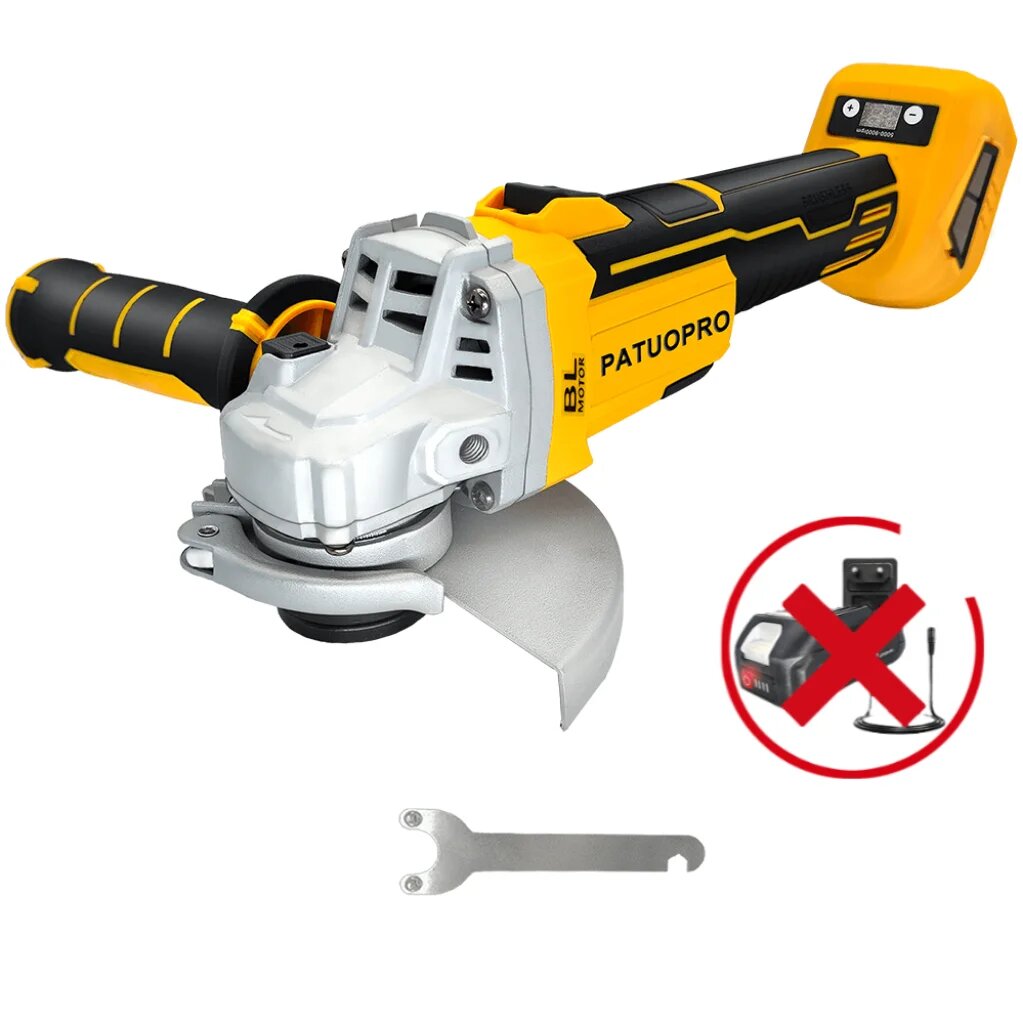 PATUOPRO Бесщеточная угловая шлифовальная машина 125 мм для аккумулятора Makita 18 В