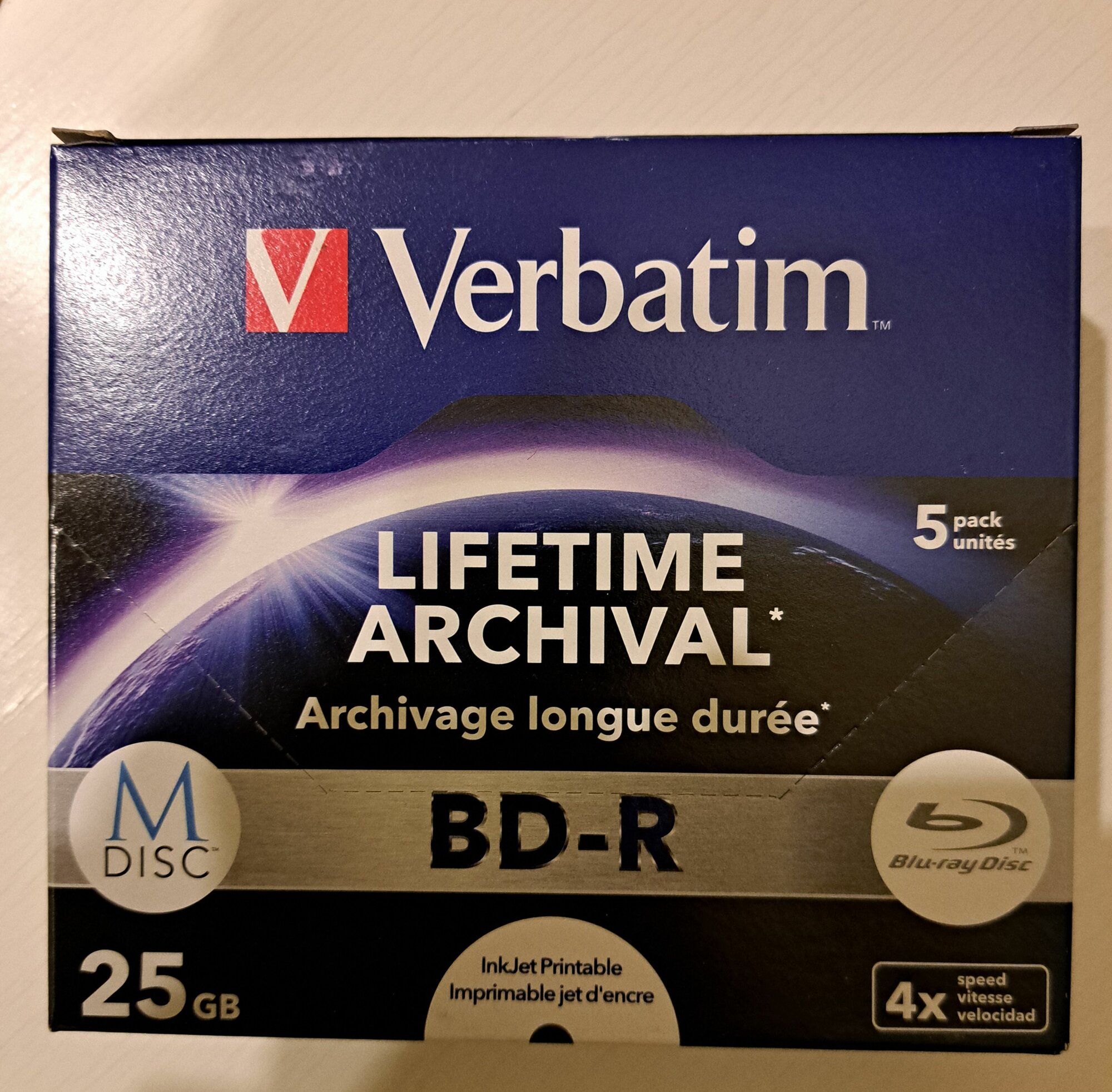 Диск Blu-ray M-DISC Verbatim BD-R 25GB 4X 1 штука