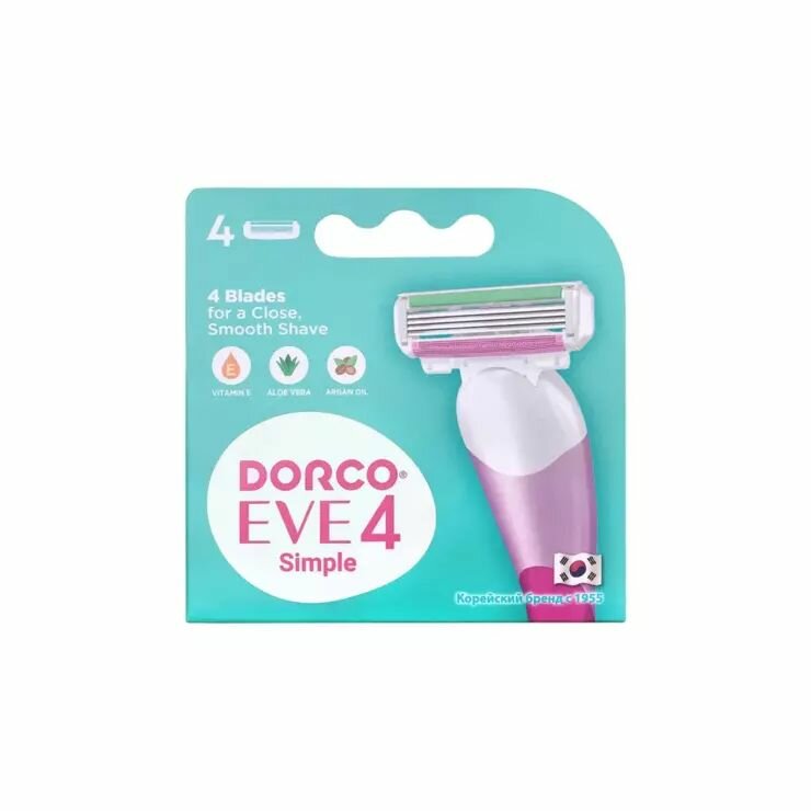 Dorco Сменные кассеты EVE 4, женские, 4-лезвийные, крепление PACE (4 сменные кассеты)