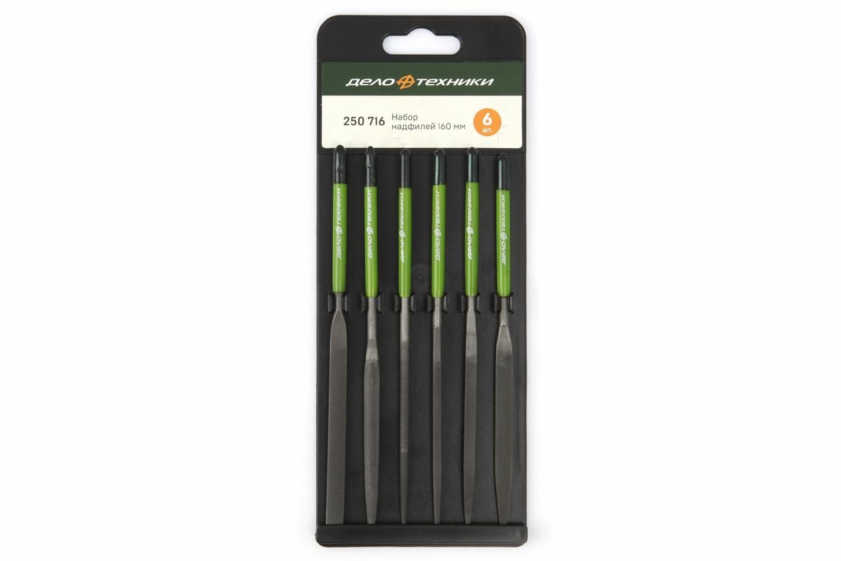 Набор надфилей, 6 шт. , 250716, трехгранный. сталь, Дело техники.
