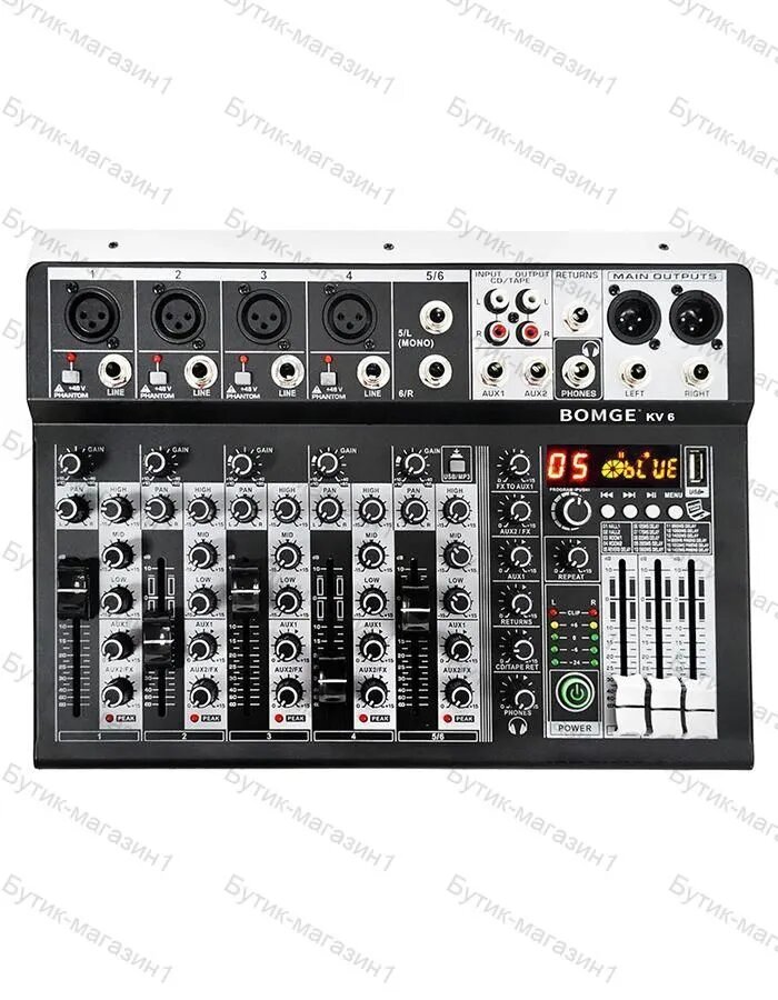 BOMGE KV 6 6-канальный аналоговый микшерный пульт с Bluetooth, 99 DSP, USB интерфейс для домашней студии — фото 1