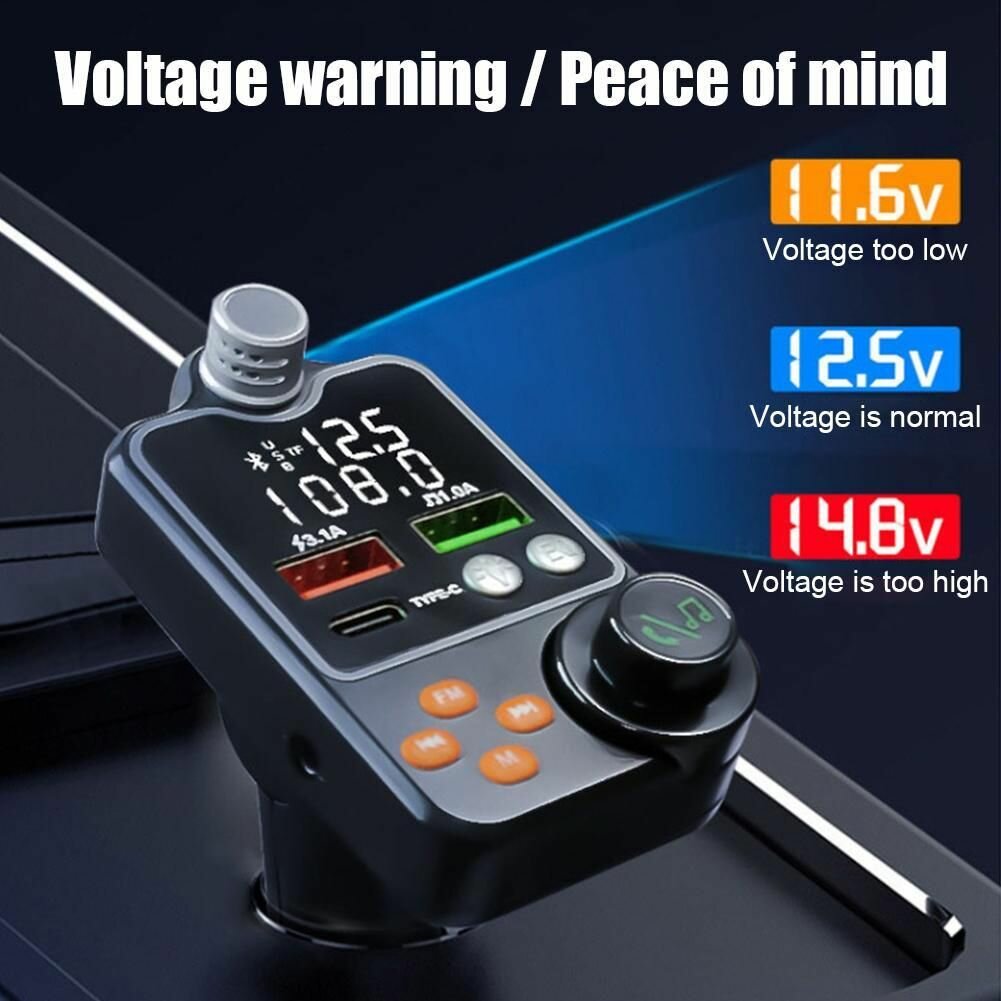 Блютуз адаптер для авто / FM трансмиттер bluetooth / ФМ модулятор для автомобиля / Bluetooth адаптер для автомобиля