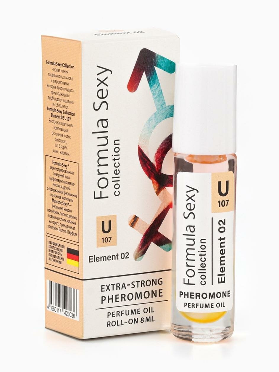 Парфюмерное масло Formula Sexy "Element 02", с феромонами, цветочный, восточный аромат, 8мл