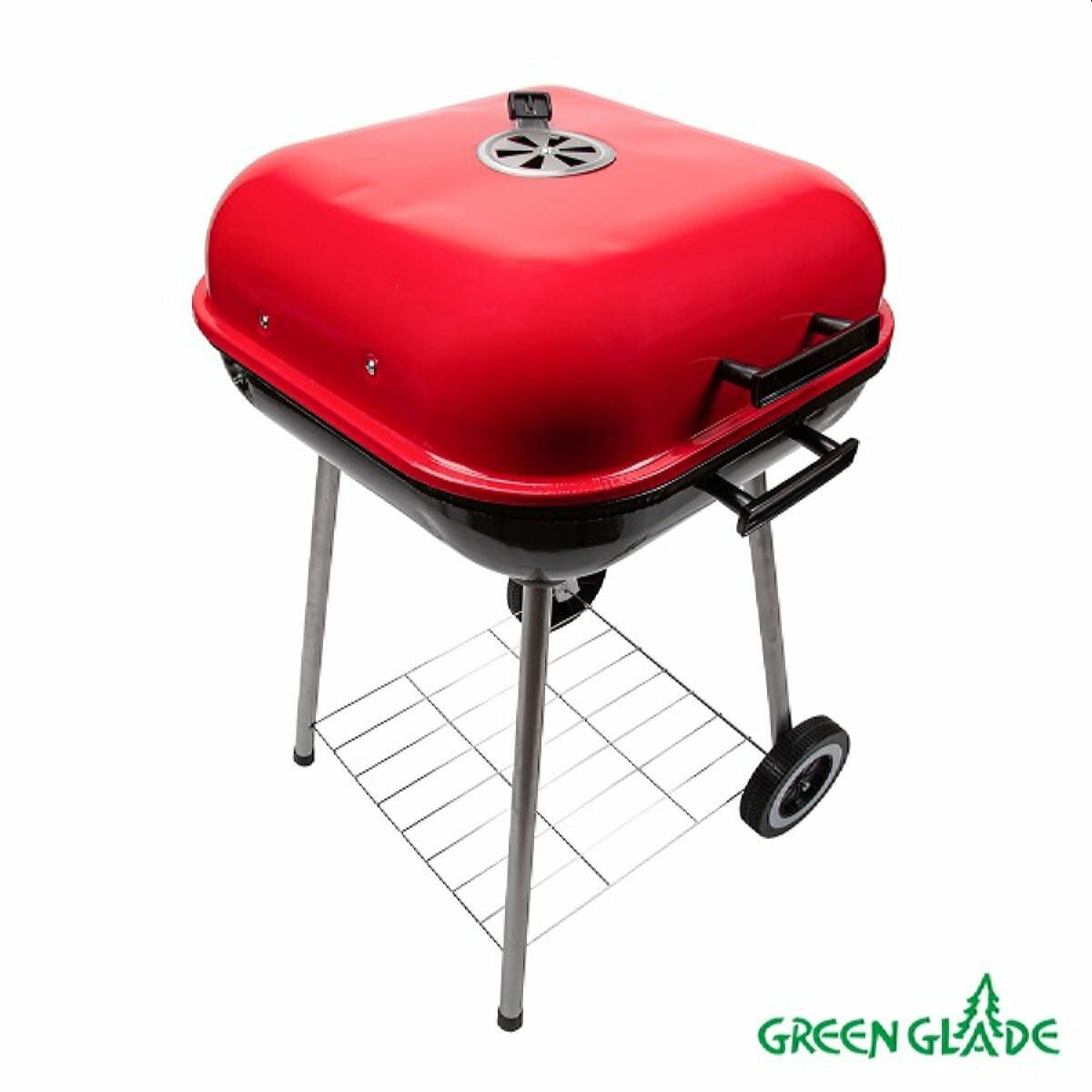 Гриль угольный для барбекю и шашлыка уличный с крышкой, мангал складной большой green glade для дачи и пикника, барбекю переносной многоразовый садовый