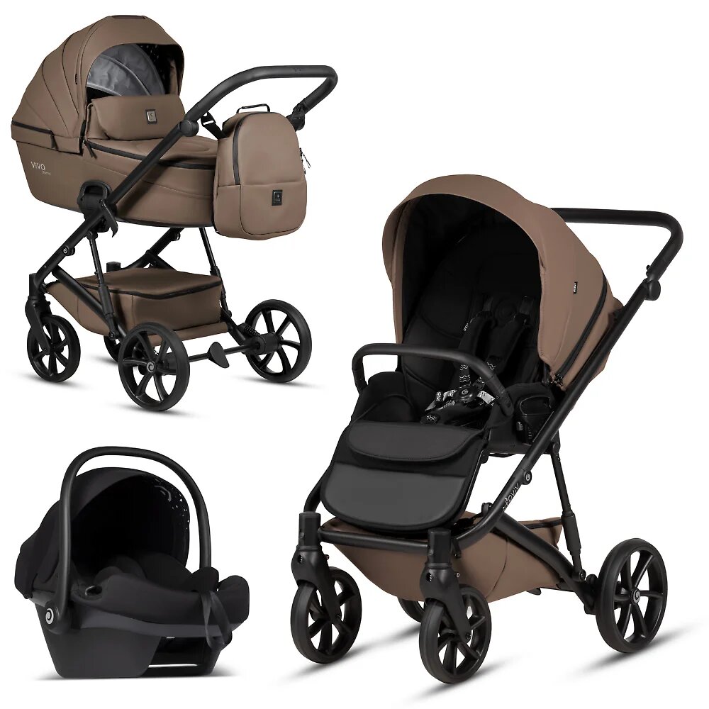 Детская коляска 3в1 Tutis Viva 6+, Elo Lux Edu Sky, цвет Cedar / Eco (Кедровый)