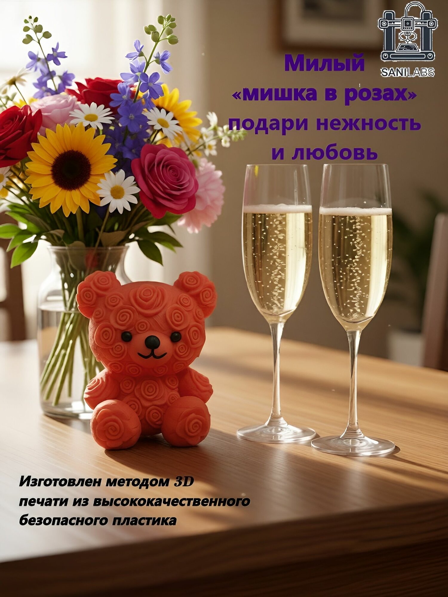 Мишка в розах