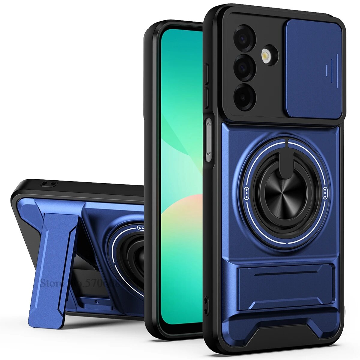Синий противоударный чехол с кольцом для Samsung Galaxy A17