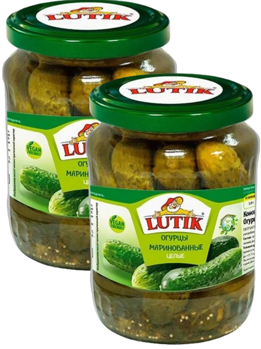Огурцы Lutik целые маринованные с зеленью, 2шт по 720мл