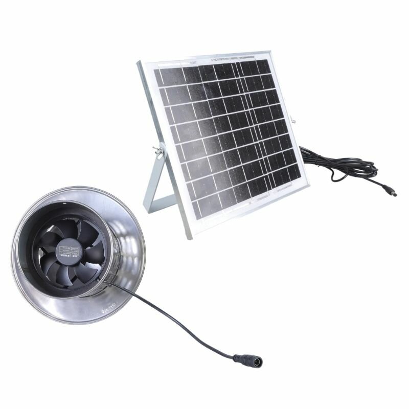 Вытяжной вентилятор на металлической крыше 110 мм + солнечная панель мощностью 8 Вт