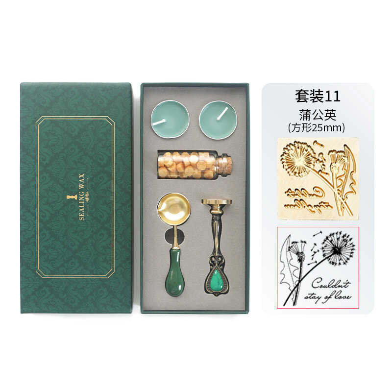 Оптовая продажа от производителя: Набор для печатей из воска, набор восковых бусин, одноголовочный набор для печатей из воска в темно-зеленом цвете.