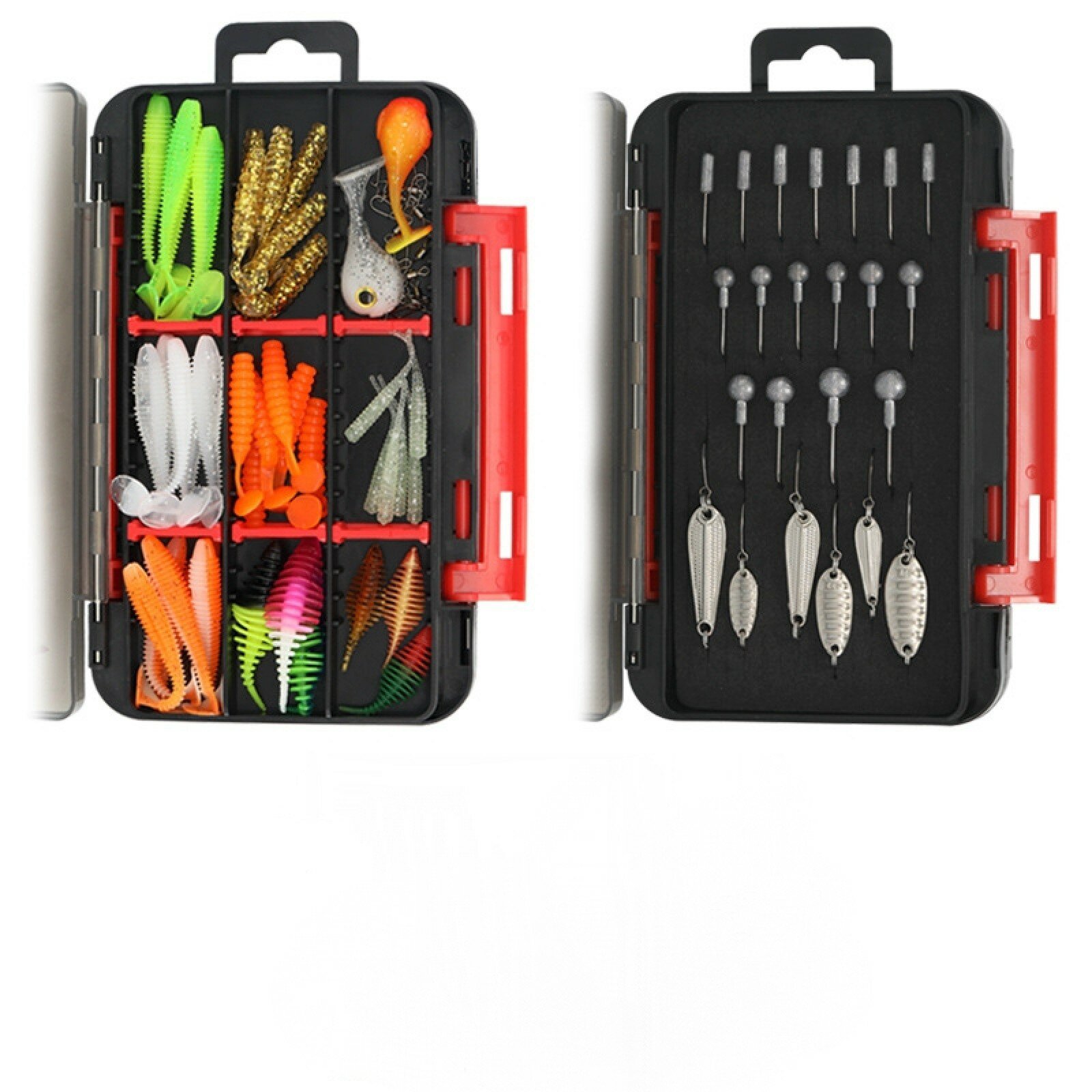 Набор рыболовных приманок, крючков, блесен MyPads, 75 предметов, для ловли щуки, форели, судака и других хищных рыб