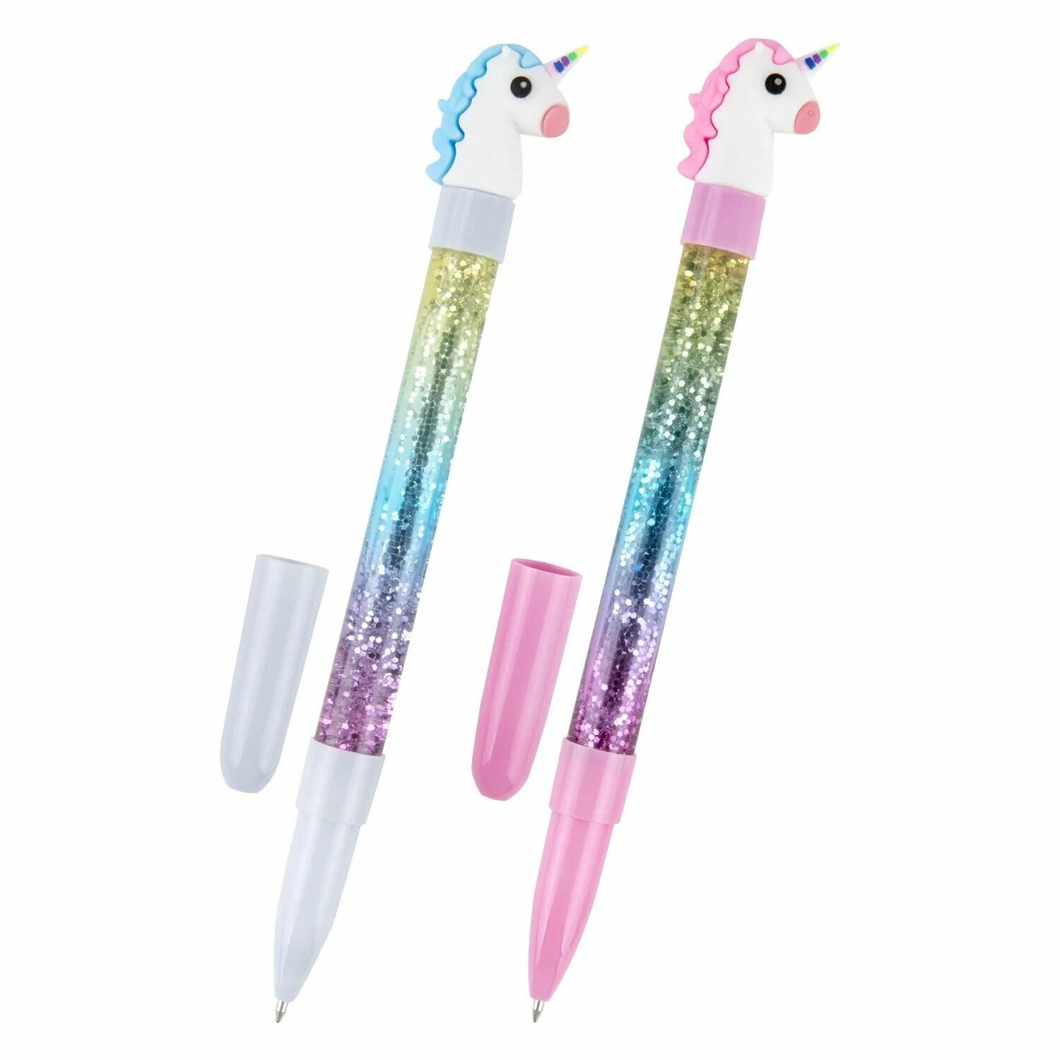 Ручка с топпером и блестками шариковая юнландия "Единорог", детали ассорти, синяя, пишущий узел 0,7 мм (2шт)