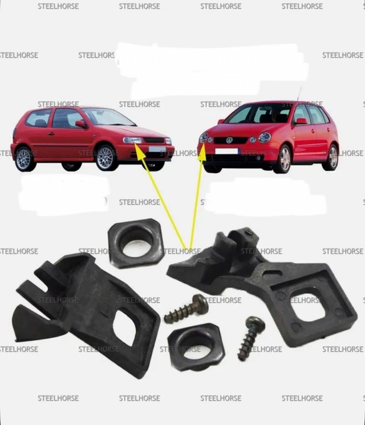 Кронштейн крепления фары правой (к-кт) VW Polo 2003-2005