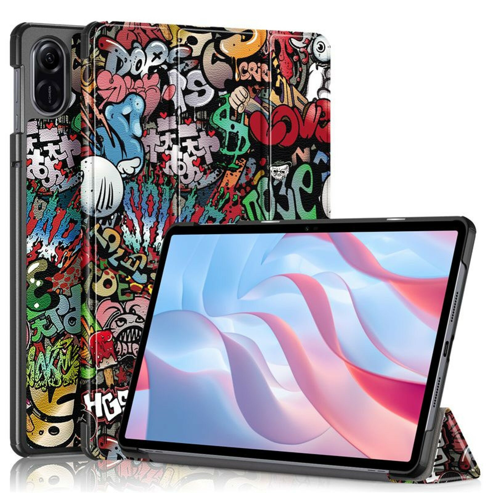 Защитный чехол MyPads для Honor Pad X8 Pro и Honor Pad X9 11.5 с граффити-дизайном и функцией подставки