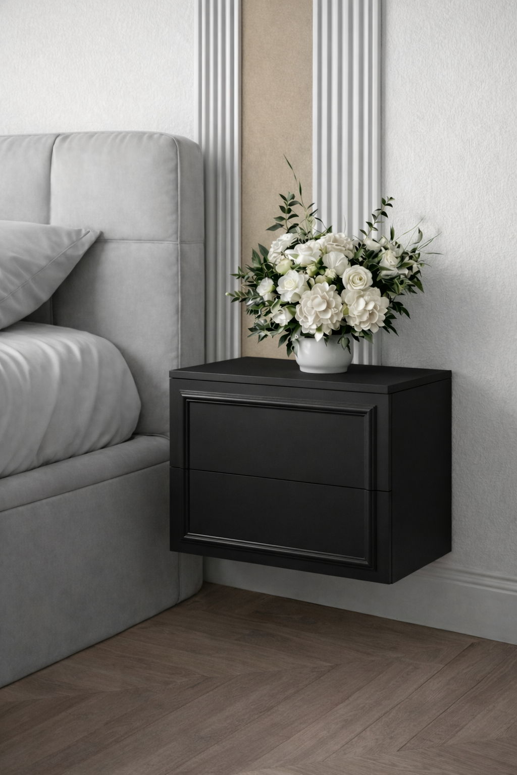 Тумба прикроватная "Оливия", подвесная, МДФ, ящик, маленькая, без ручки, в спальню, прихожую, детскую