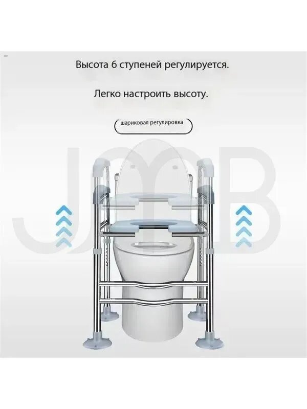 Сиденье, насадка на унитаз для пожилых людей с регулируемой высотой и поручнями