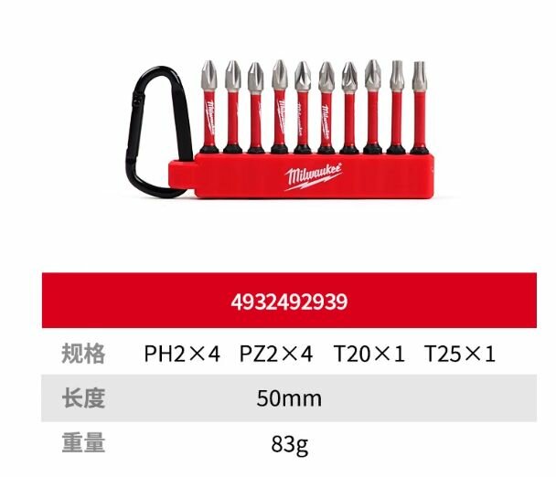 Набор бит и держателя с карабином Milwaukee