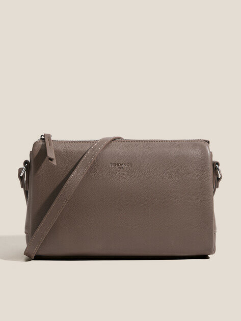 Сумка кросс-боди TENDANCE, фактура зернистая, серо-коричневый