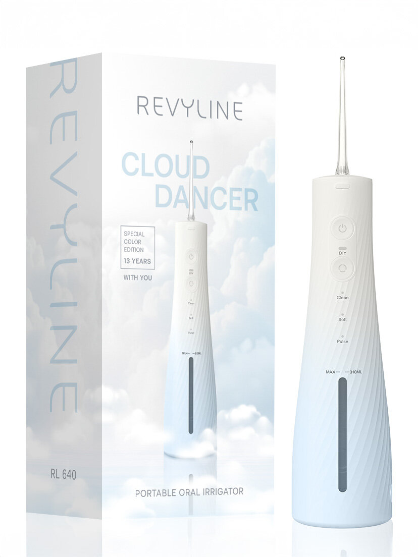 Ирригатор для полости рта Revyline RL 640, портативный, для зубов, для брекетов, для имплантов, взрослый, Special Color Edition Cloud Dancer